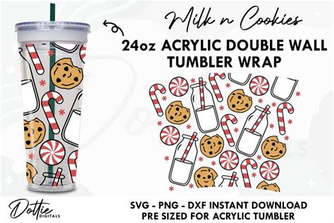 Milk Cookies Full Starbucks Wrap SVG 24oz Acrylic Tumbler