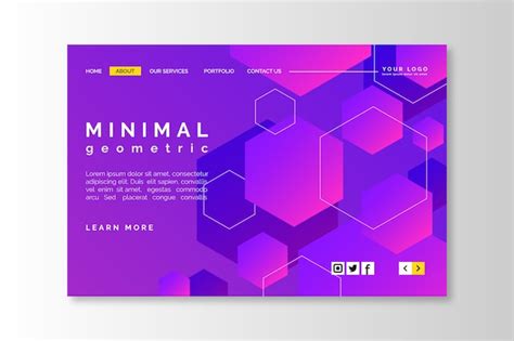 Plantilla de página de aterrizaje geométrica mínima Vector Gratis