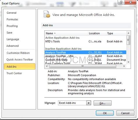 Hướng dẫn kích hoạt sử dụng công cụ Data Analysis trong Excel từ A Z