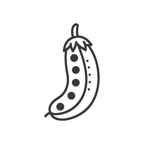 Premium Vector Line Drawing Of A Single Pea Pod With Five Peas