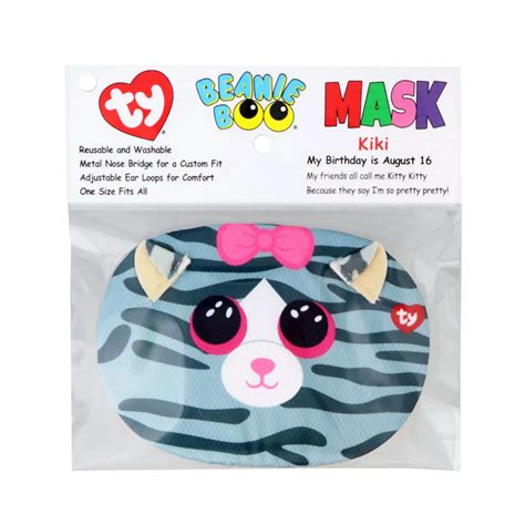 Ty Beanie Boo Kiki Striped Cat Protective Face Mask Shop Kits