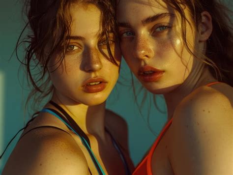 Two Females Probably Friends Or Sisters Standing Side By Side With