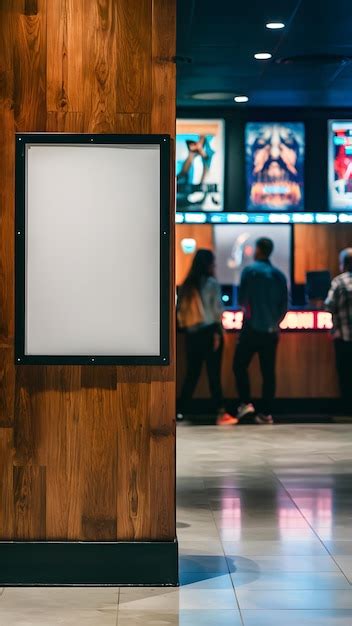 Premium Photo Cinema Lobby With Blank Signboard E Ticket Counter And