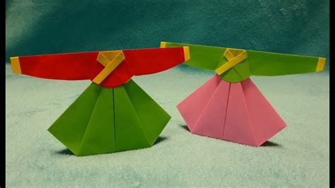여자 한복 종이접기 저고리와 치마 Korean Traditional Dress Hanbok Origami Youtube