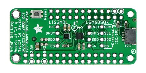 Lsm6dsox Lis3mdl Imu 9dof Featherwing Botland Sklep Dla Robotyków