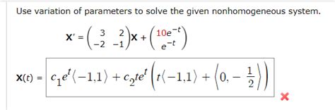 Solved Use Variation Of Parameters To Solve The Given