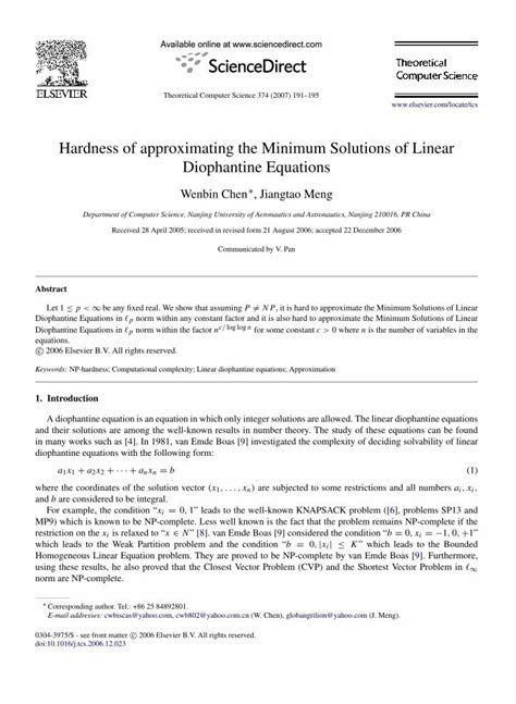 pdf hardness of approximating the minimum solutions of linear