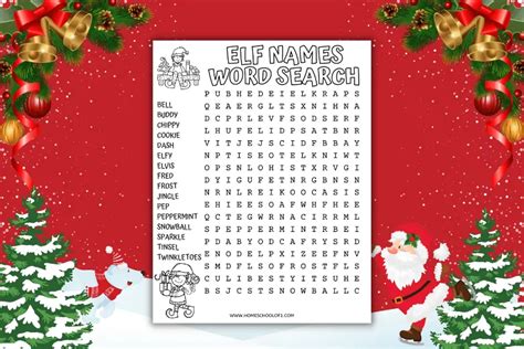 Free Printable Elf On The Shelf Word Search