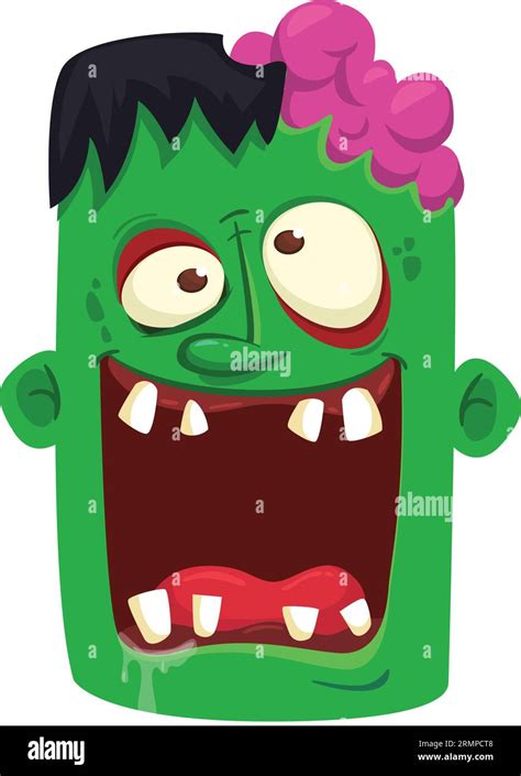 Cartoon Angry Zombie Head Halloween Vector Illustration Of Funny