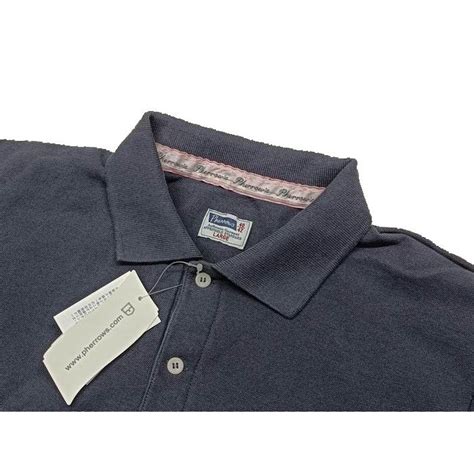 Pherrows 半袖ポロシャツ ワンポイント刺繍 クリングカラー 鹿の子 ポロシャツ 25s Pps1 フェローズ アメカジ ブラック