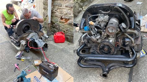 VW Beetle | Starting Up a VW Engine Outside On The Floor #vw - YouTube
