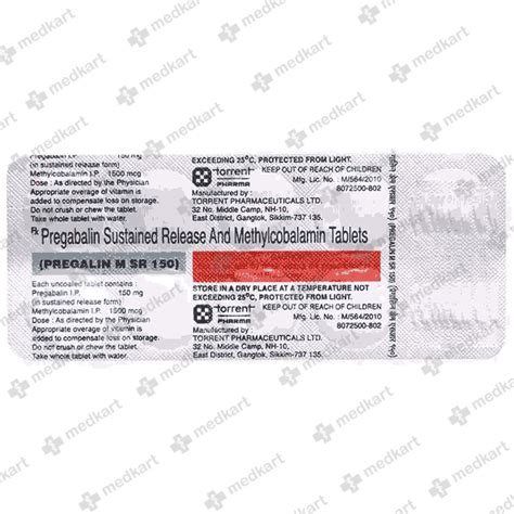 Pregalin M Sr 150mg Tablet 10s Price Composition And Generic