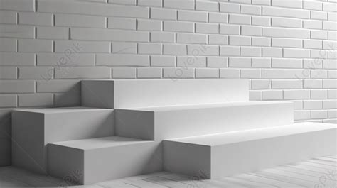 제품 디스플레이 페인트된 벽돌 스탠드에 3d 렌더링된 흰색 긴 막대 연단 연단 배경 긴 배경 스탠 배경 이미지 Hd 연단 긴 스탠 배경 사진 무료 다운로드