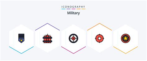 Military 25 FilledLine Icon Pack Including Badge Position Army
