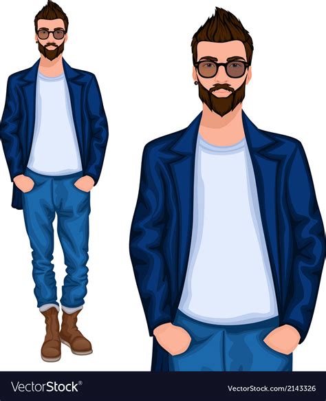 Hipster Young Guy Royalty Free Vector Image Vectorstock