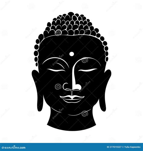 Buddha Face Silhouette On White Vector Illustration Eps10 Stock