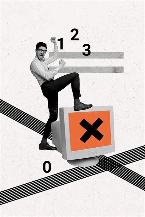 Vertical Photo Collage Of Happy It Programmer Businessman Broke