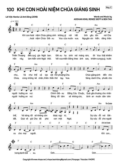Sheet Khi Con Hoài Niệm Chúa Giáng Sinh Vhope Music