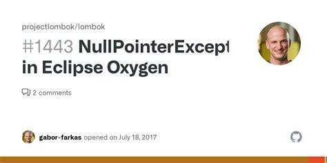 Nullpointerexception In Eclipse Oxygen · Issue 1443 · Projectlombok