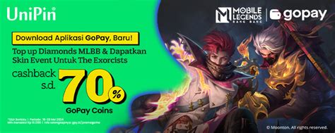 UniPin Top Up Diamonds MLBB Di UniPin Cashback 70 Koin GoPay
