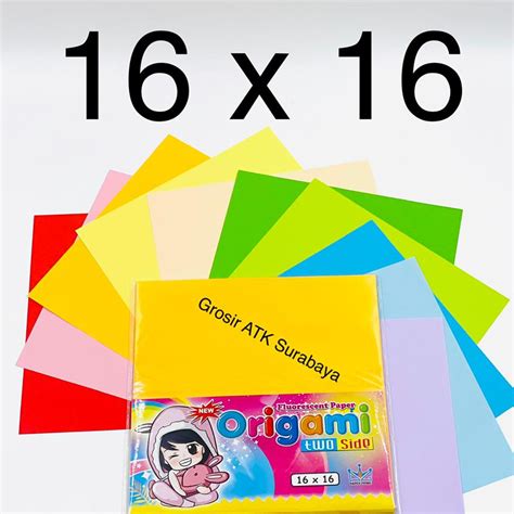 Jual KERTAS LIPAT PAPER PRIME 2 SISI 16 X 16 Origami Warna Fluorescent Bolak Balik 2 Sisi 16 X
