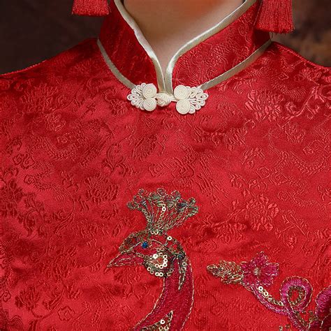 Phoenix Embroidery Brocade Cheongsam Chinese Wedding Dress Idreammart