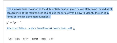 Solved Find A Power Series Solution Of The Differential Chegg