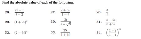 Solved Find The Absolute Value Of Each Of The Following Chegg