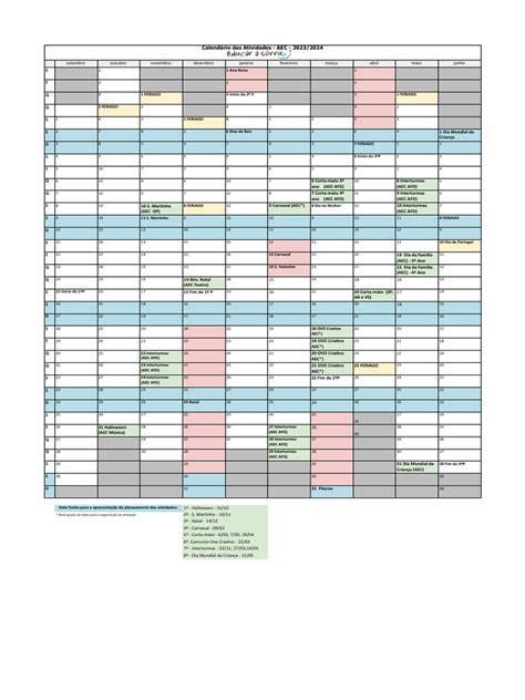 Calendário Escolar 23 24 Xlsx Calend Aec 23 24 Pdf