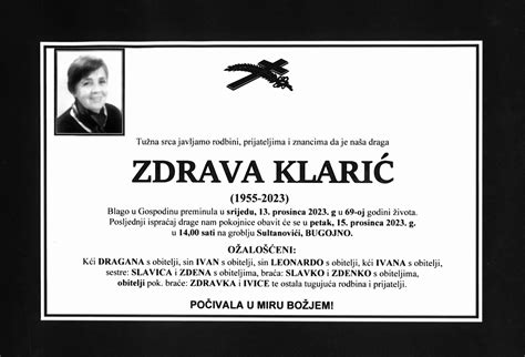 Zdrava Klarić Osmrtnice Livno