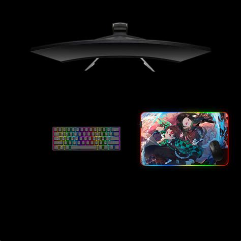 Demon Slayer Tanjirou And Nezuko Design Rgb Mouse Pad Desk Mat