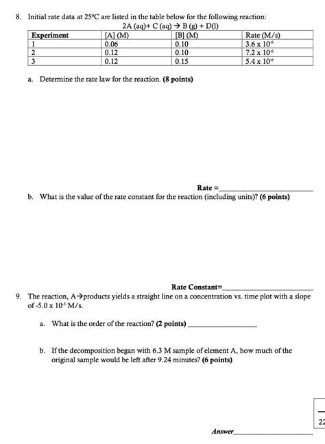 Solved 8 Initial Rate Data At 25°c Are Listed In The Table
