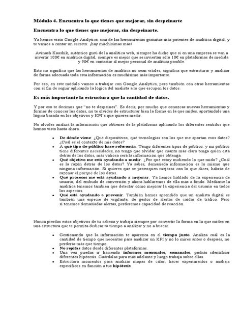 Módulo 4 Analitics Y Otras Herramientas Pdf Información Informática
