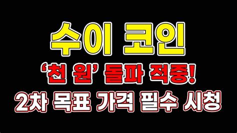 수이코인 천 원” 돌파 적중 2차 목표 가격 필수 시청 수이코인전망 수이코인목표가 코인추천 트레이더메타