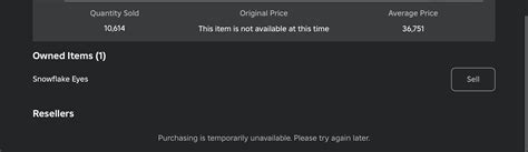 Snowflake Eyes Not Displaying Original Price And Resellers On Item Page Roblox Application And