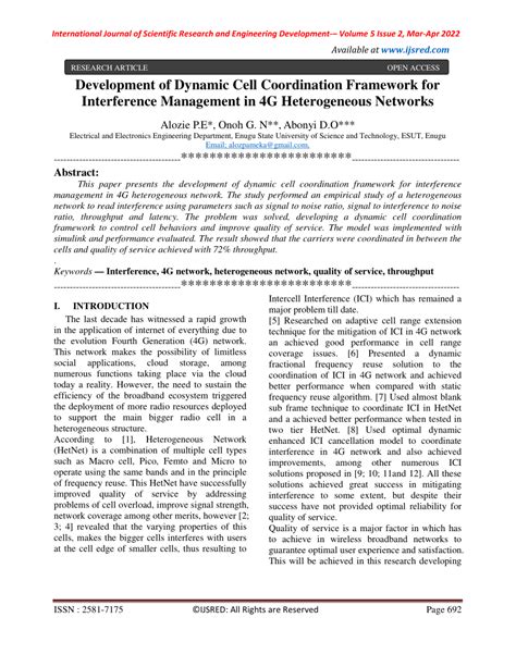 Pdf Development Of Dynamic Cell Coordination Framework For Interference Management In 4g