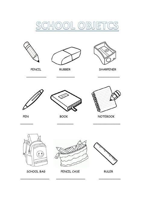 Actividad De Objetos Escolares Para Colorear