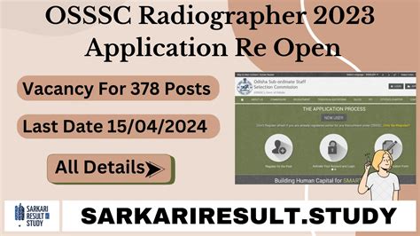 Osssc Radiographer Vacancy 2023 Form Reopen Sarkari Result