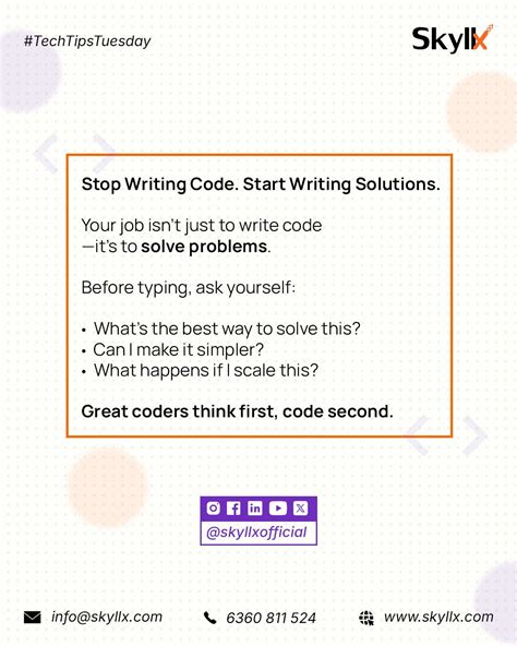 Skyllx Techtipstuesday Codesmarter Problemsolving Developermindset