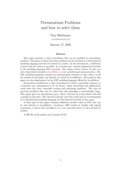 Pdf Permutations Problems And How To Solve Them