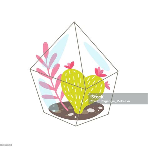 열대 선인장 또는 기하학적 유리 꽃가루에 즙이 많습니다 0명에 대한 스톡 벡터 아트 및 기타 이미지 0명 공예 제품 구도
