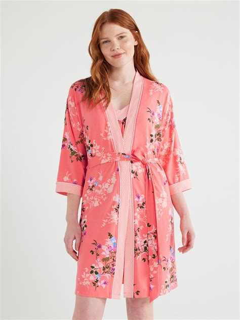 Joyspun Womens Knit Short Chemise And Robe Pajama Set 2 Piece Sizes