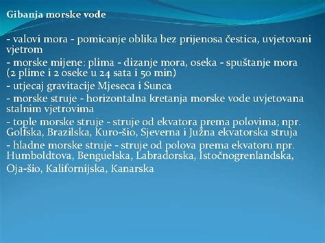 Gibanja Morske Vode Dinamiku Mora Ine 3 Vrste
