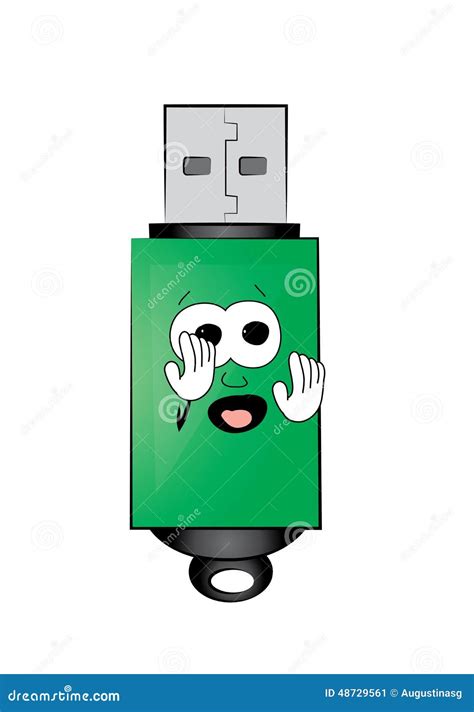 Scared Usb Flash Drive Cartoon Stock Illustration Illustration Of