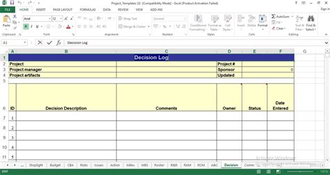 Decision Log Template Excel A Decision Log Is A Record Of All The