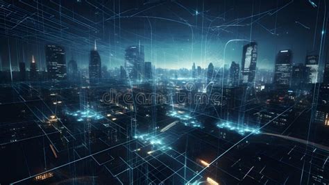 Abstract Graphical Digital Data On Dark Background Neural Network
