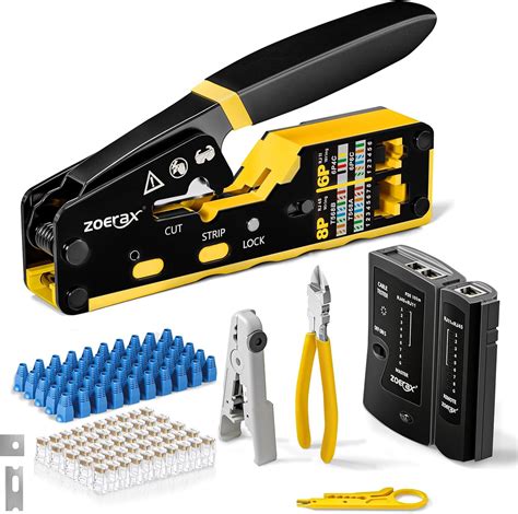 Zoerax Ethernet Crimping Tool Kit Rj45 Crimp Tools Cat5 Cat5e Cat6 Rj45