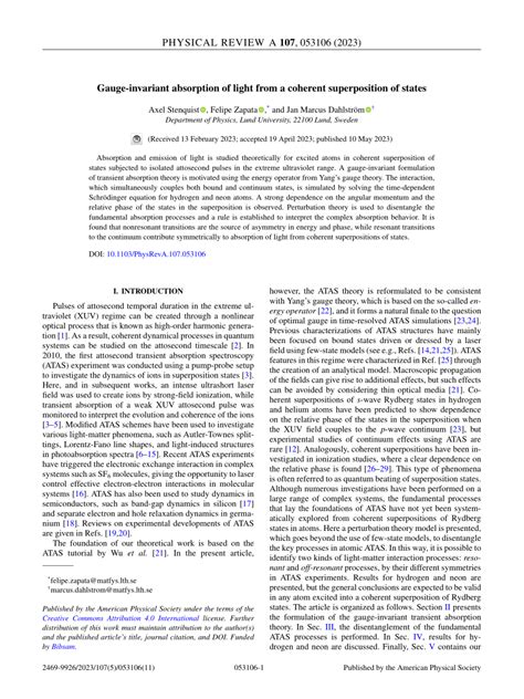 Pdf Gauge Invariant Absorption Of Light From A Coherent Superposition Of States
