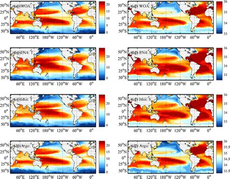 Temperature Left Column And Salinity Right Column Patterns In The