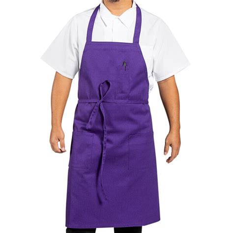 Uncommon Chef 3004 Purple Customizable Poly Cotton Twill Bib Apron With